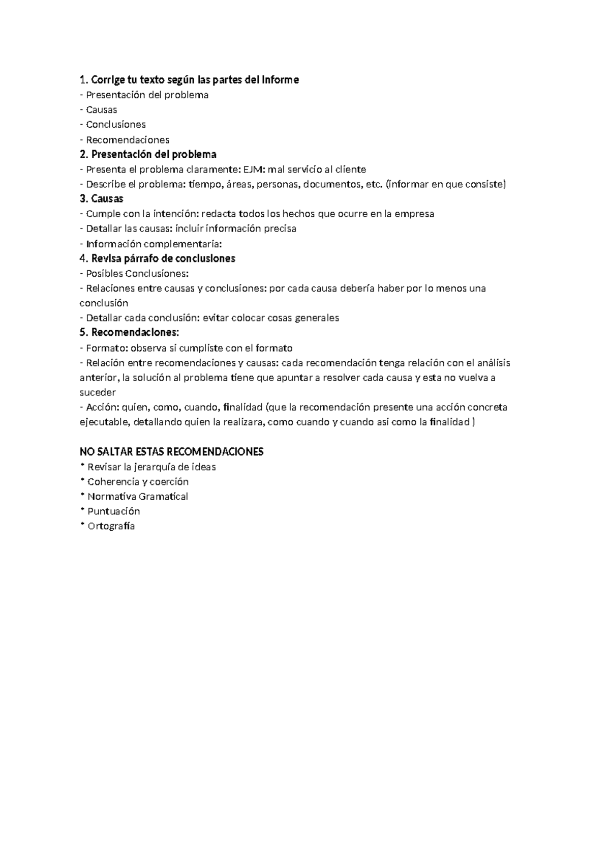 Partes del informe Redaccion semana 6 - Corrige tu texto según las ...