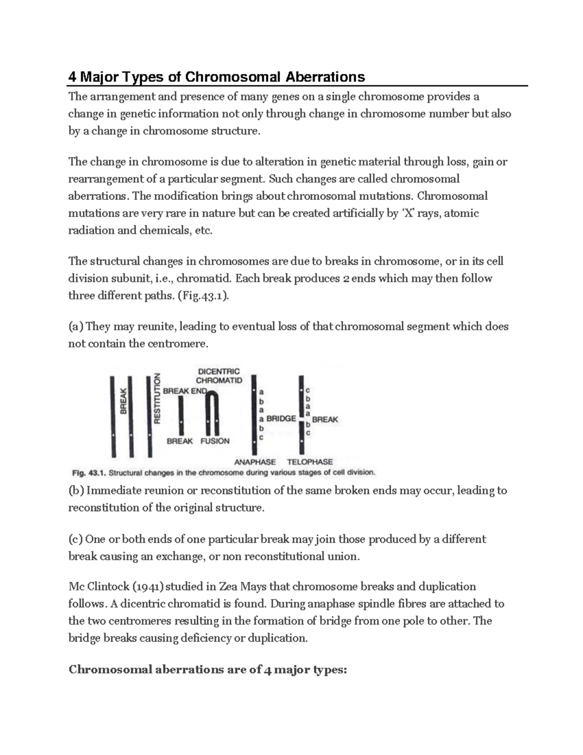 4 major types of chromosomal abberations - 4 Major Types of Chromosomal ...