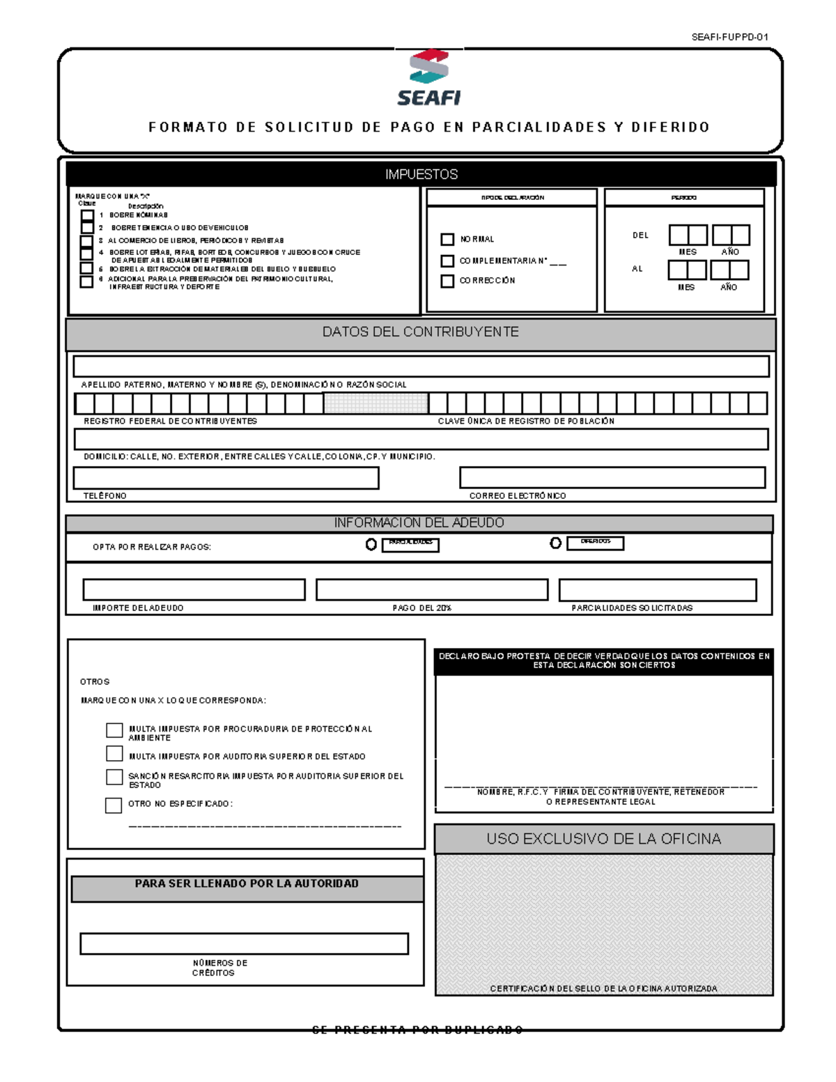 10 Seafi- Fuppd-01 parcialidades - S E P R E S E N T A P O R D U P L I ...