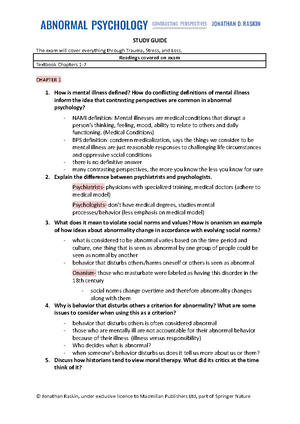 Abnormal Ch 2 Exam 1 study guide - 3 CHAPTER 2 1. Outline five ...