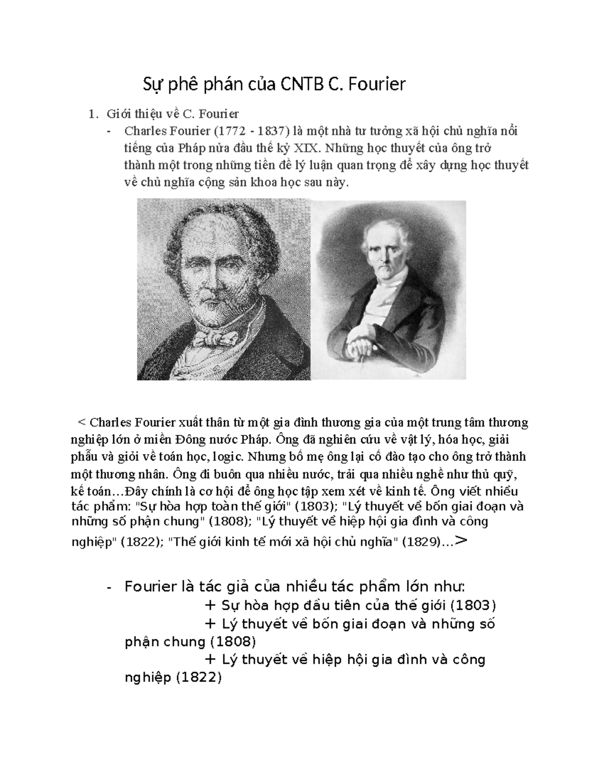 Sự phê phán của CNTB C 1 - hsHSJNjdt - Sự phê phán của CNTB C. Fourier ...
