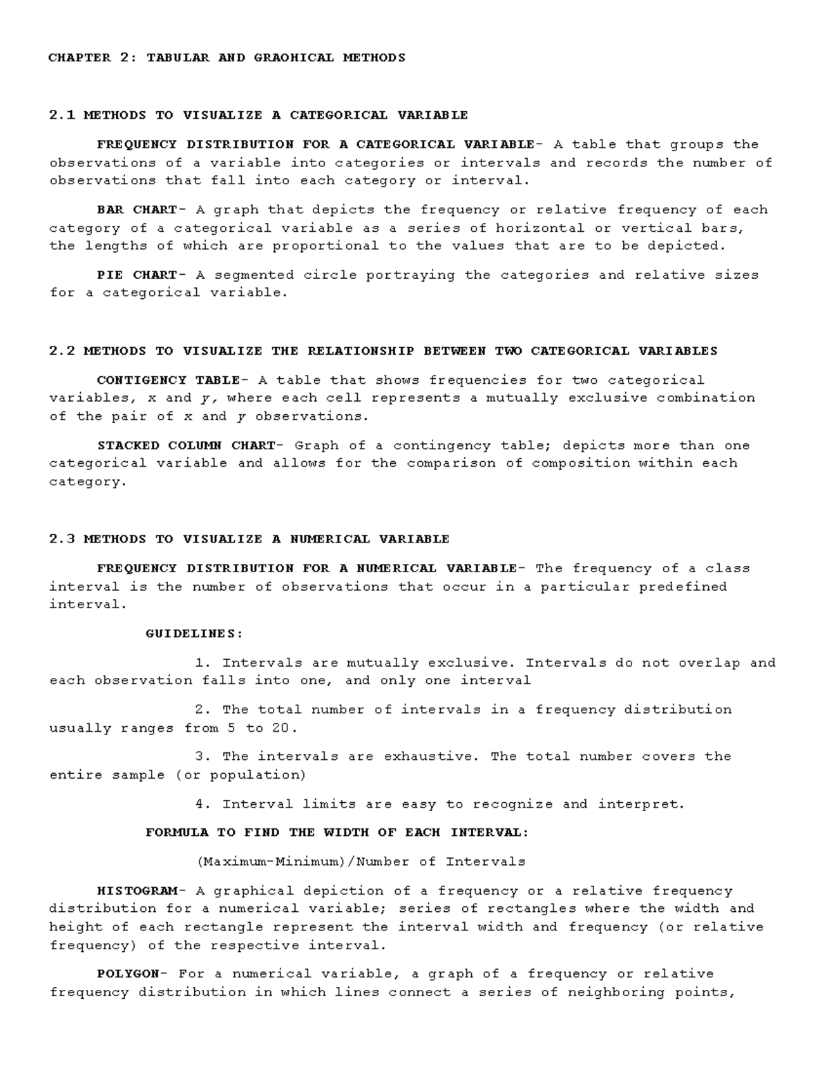 Chapter 2 Tabular AND Graphical Methods - CHAPTER 2: TABULAR AND GRAOHICAL METHODS 2 METHODS TO ...