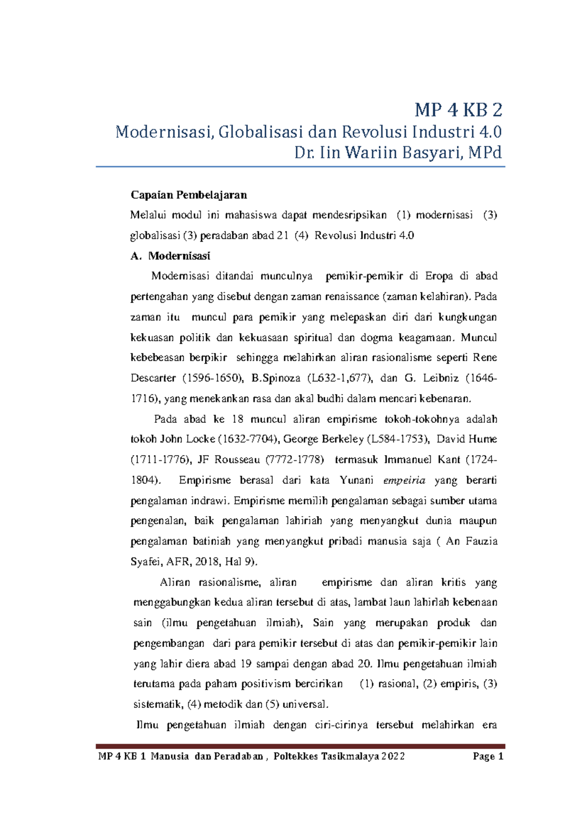MP 4 KB 2 Modernasiasi, Globalisasi dan Rev Industri 4 - MP 4 KB 2 Modernisasi, Globalisasi dan ...