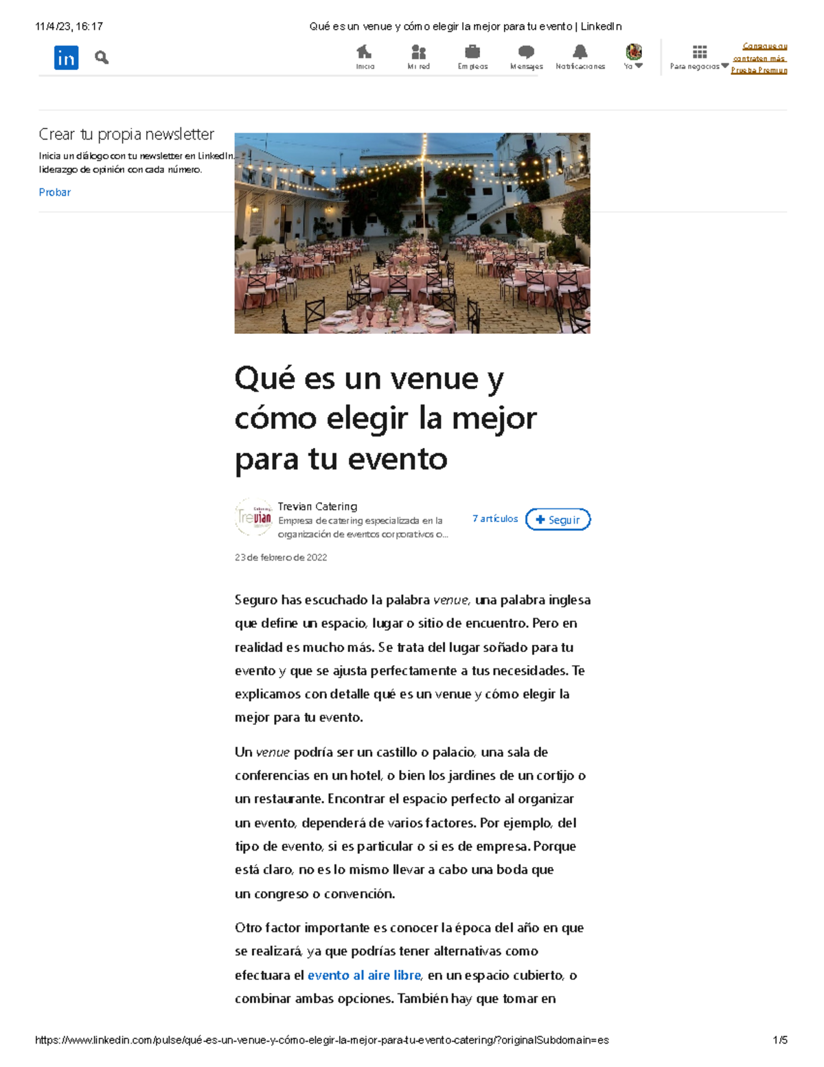 Qué es un venue y cómo elegir la mejor para tu evento Linked In - Qué ...