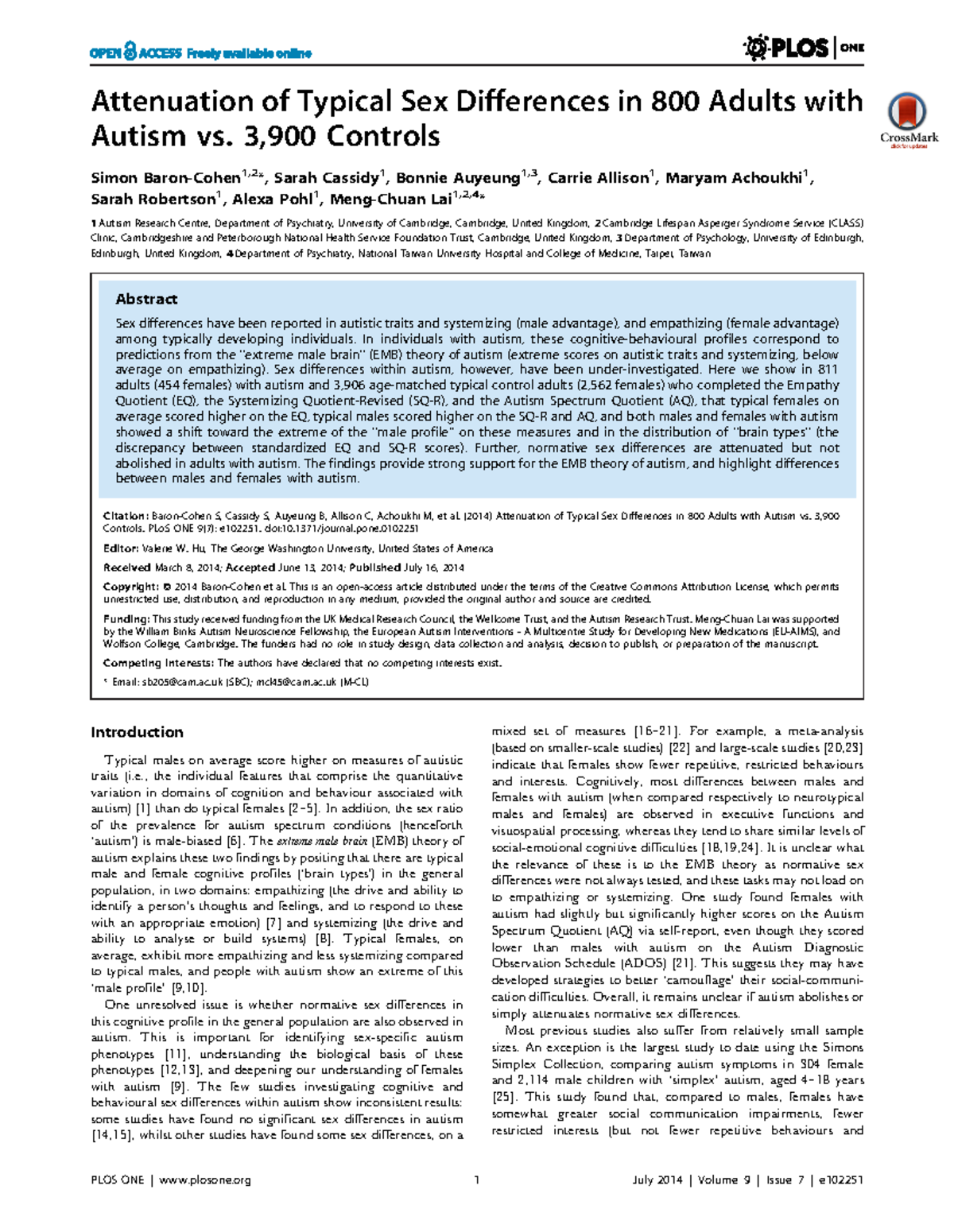 Attenuation Of Typical Sex Differences 3 900 Controls Simon Baron