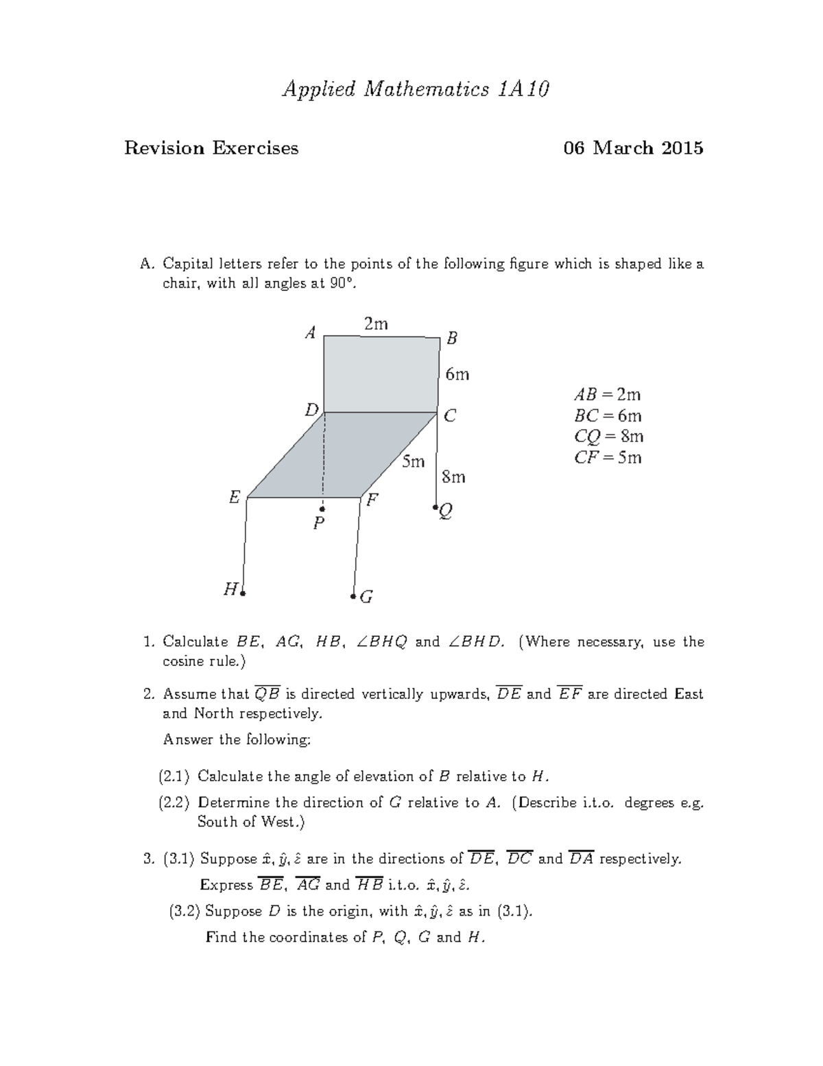 Sample/practice exam 6 March 2015, questions and answers - Applied ...