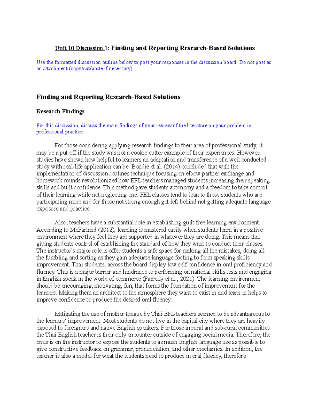 ED5006 U10D01- Finding and Reporting Research-Based Solutions - Unit 10 ...