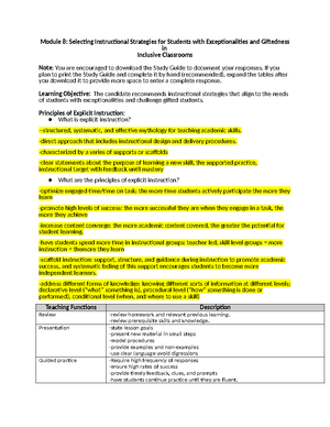 D096 study guide 4 - Module 4: Creating Inclusive Learning Environments for Exceptional Students ...