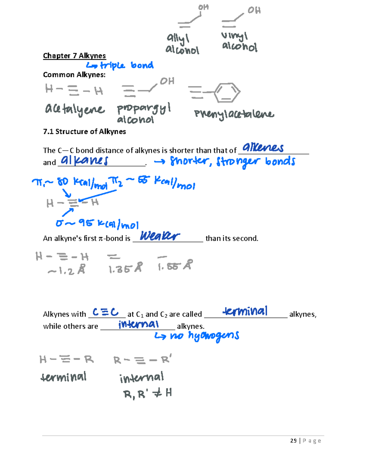 Ch 7 - Snowden - 29 | P a g e Chapter 7 Alkynes Common Alkynes: 7 ...