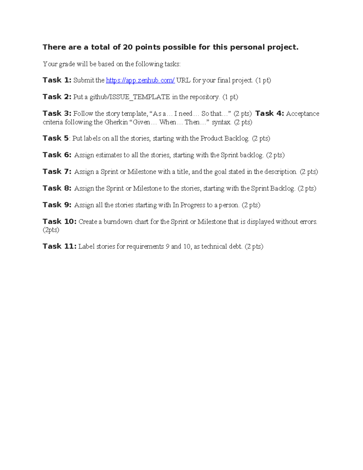 How to grade - There are a total of 20 points possible for this ...