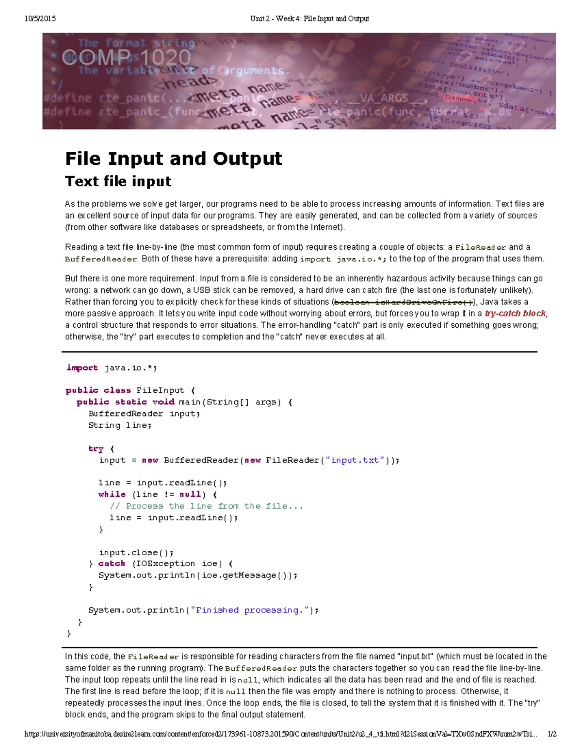 Unit 2 - Week 4 - File Input and Output - Text files are an excellent ...