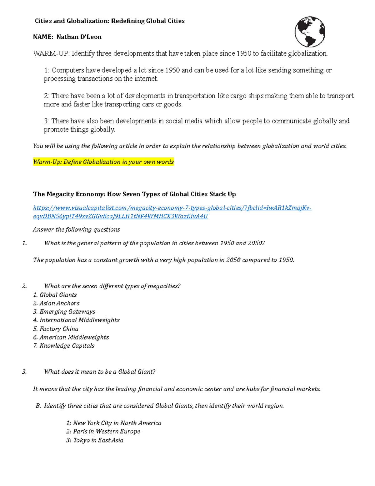 Globalization - World Cities - Cities and Globalization: Redefining ...