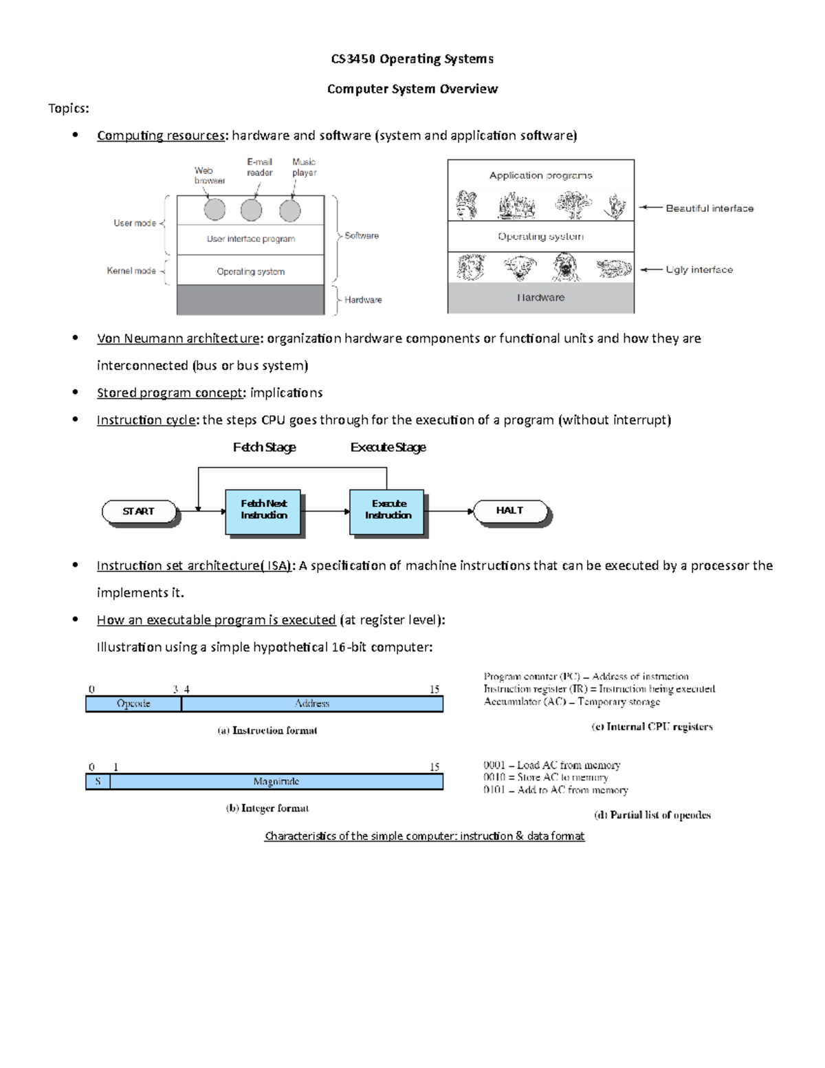Introduction To Computer Systems Cs3450 Operating Systems Computer System Overview Topics