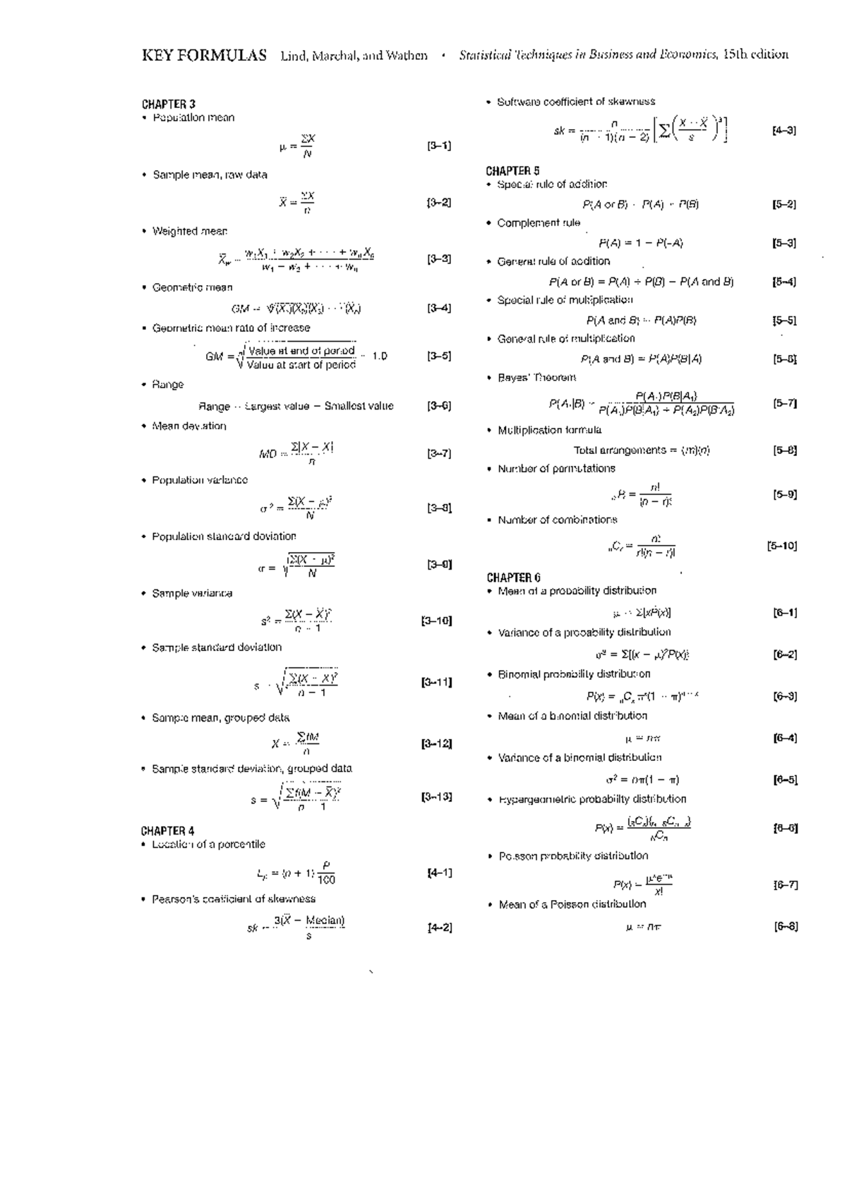 Formula Statistics - Studocu
