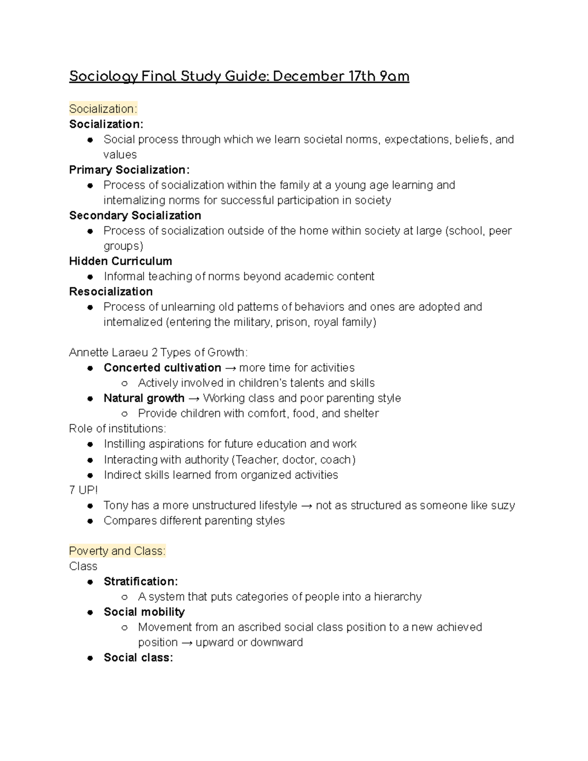 Study Guide Sociology Final Study Guide - Sociology Final Study Guide ...