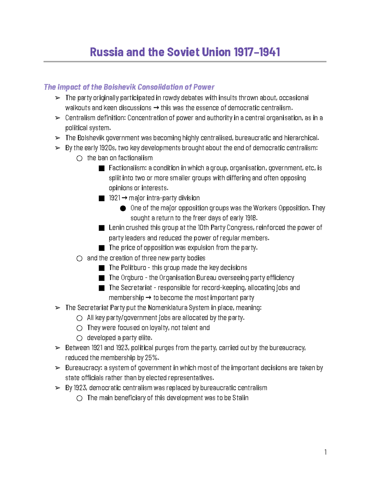 2. Focus of Study - Russia and the Soviet Union 1917-1941 - Russia and the Soviet Union 1917 ...