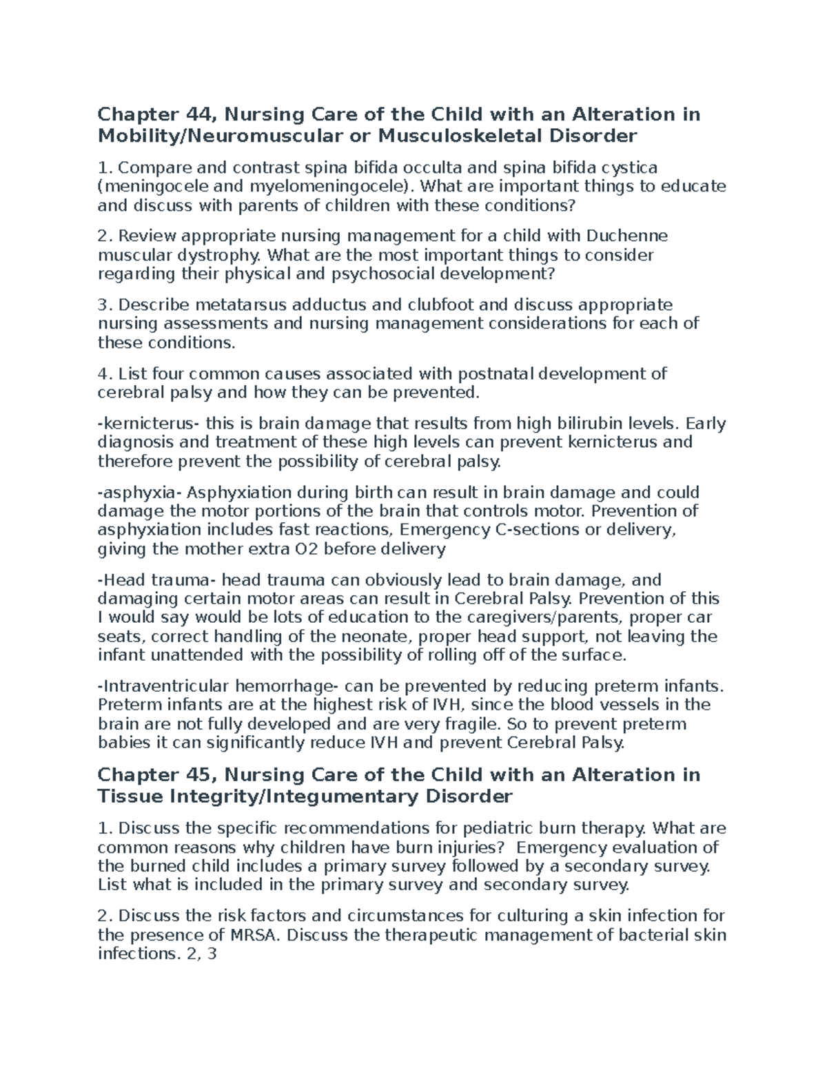 Chapter 44 - notes - Chapter 44, Nursing Care of the Child with an ...