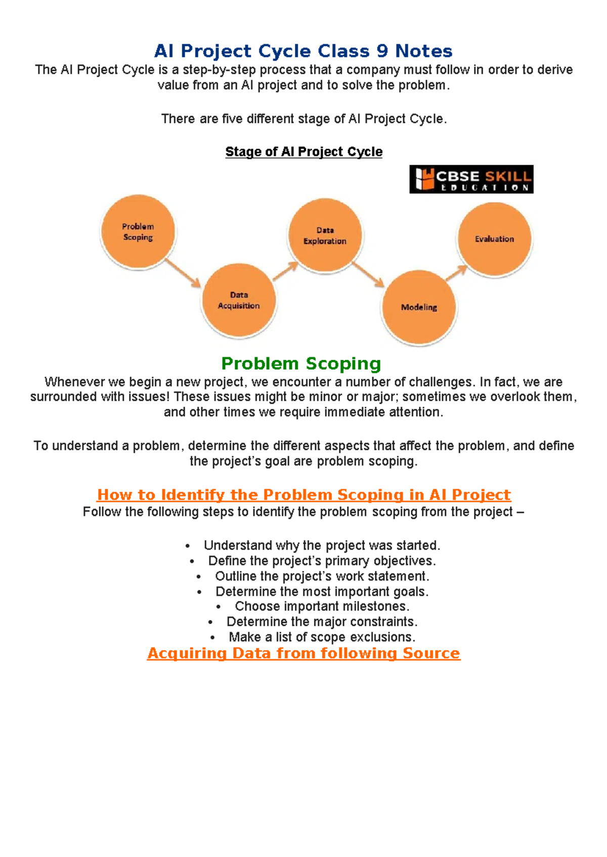 Ai Project Cycle Please Upload Ai Project Cycle Class 9 Notes The Ai Project Cycle Is A