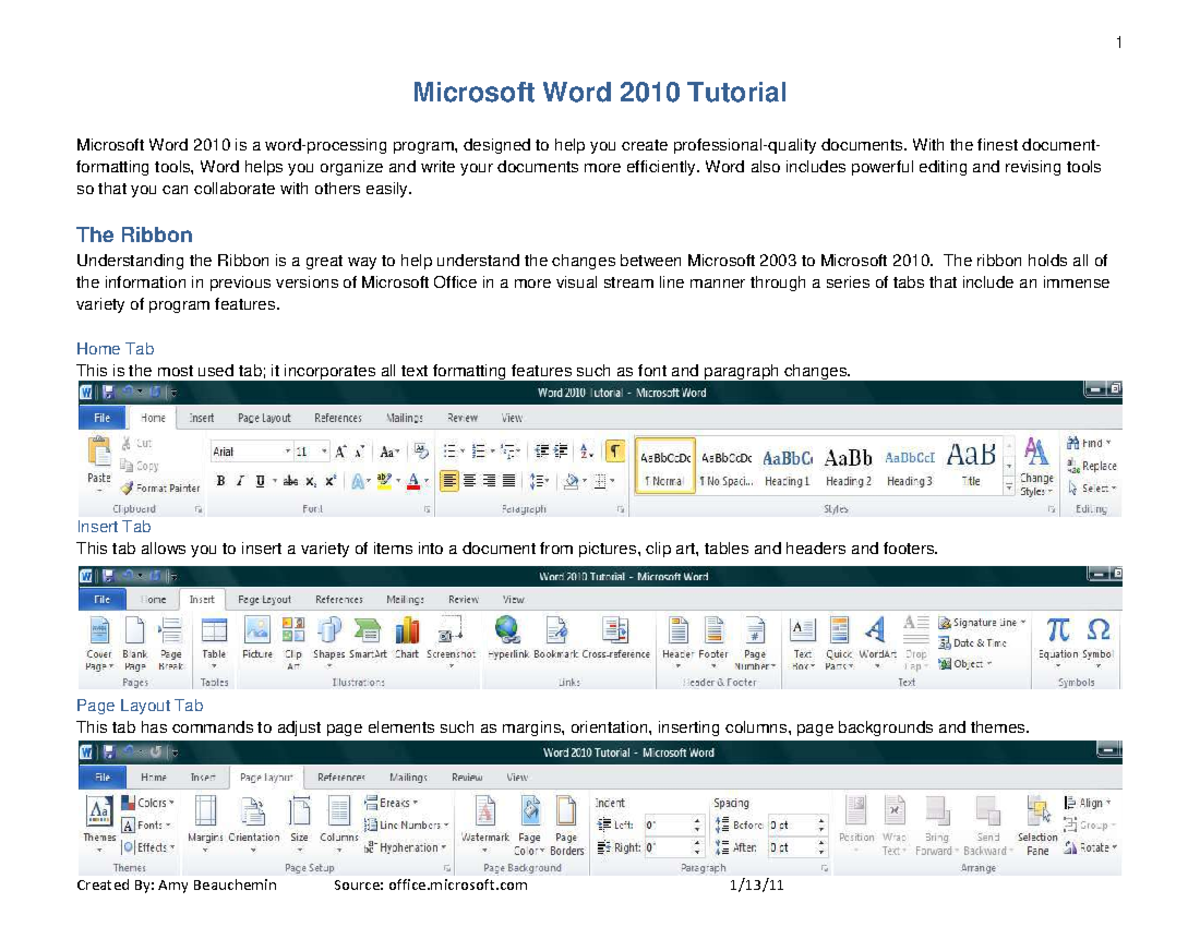 0189 microsoft word 2010 tutorial - Microsoft Word 2010 Tutorial ...