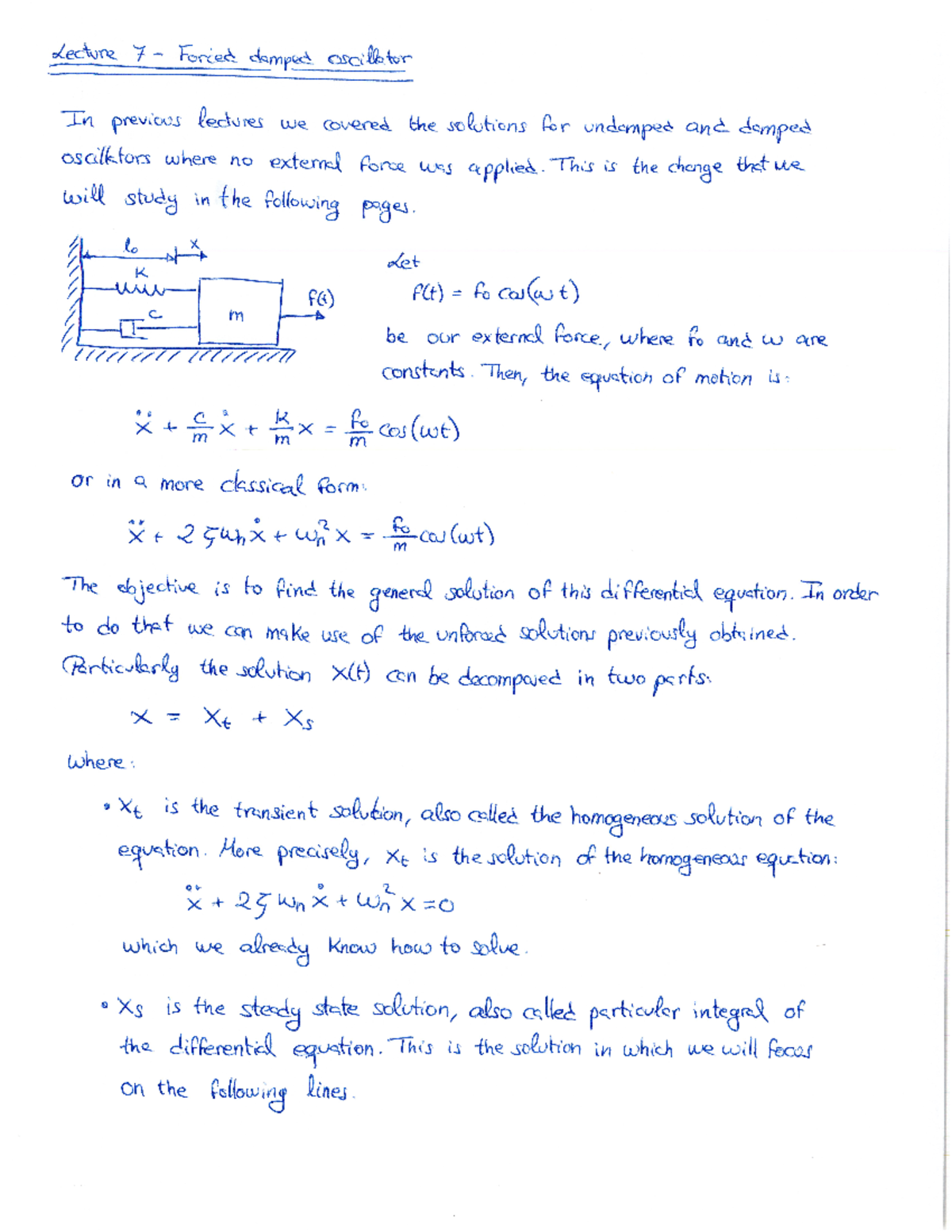 Lecture 7 - Forced damped oscillator - AAE 34000 - Studocu