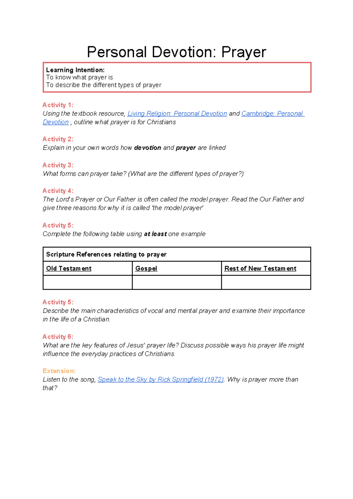 12 - Personal Devotion Prayer - Personal Devotion: Prayer Learning ...