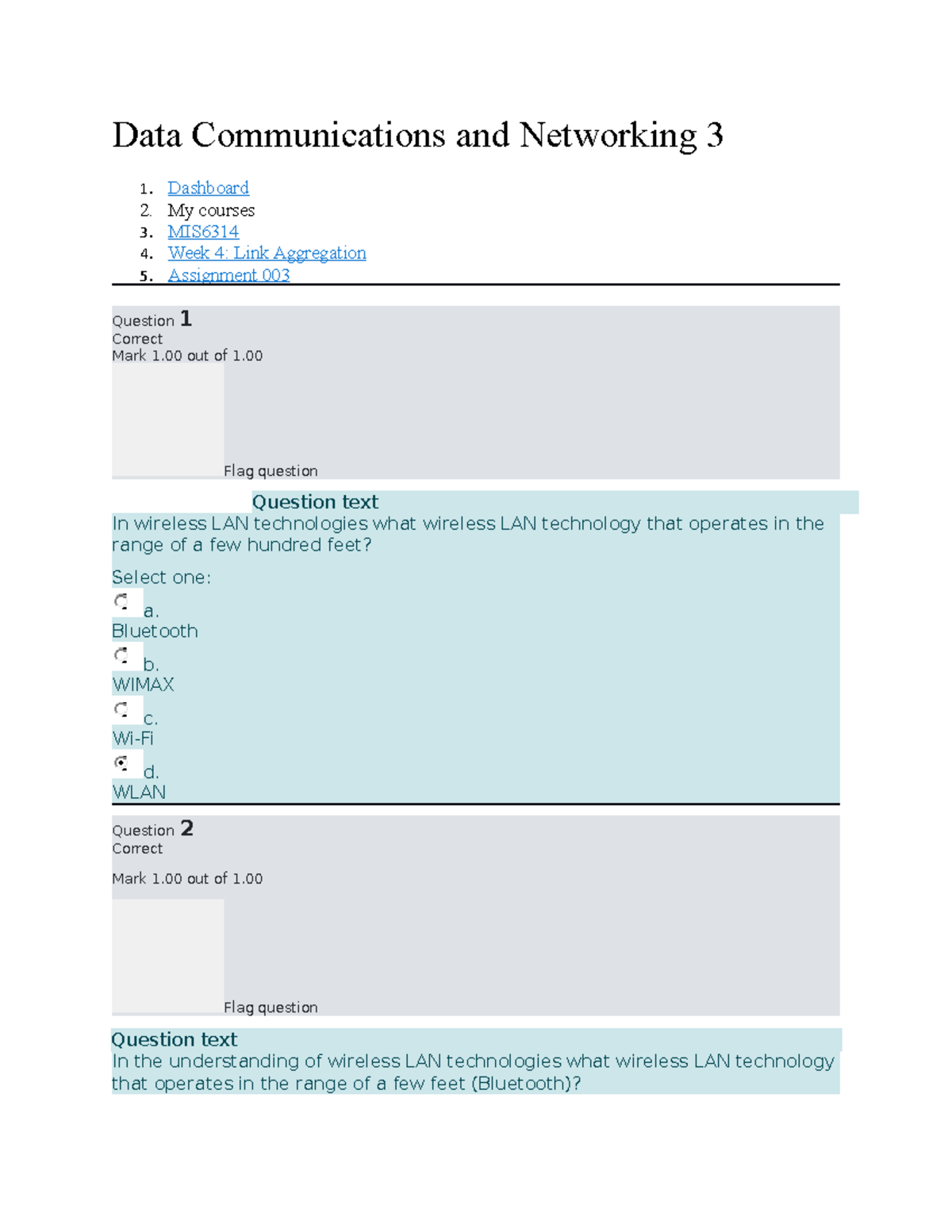 MIS6314 Assignment 003 - Data Communications and Networking 3 My ...