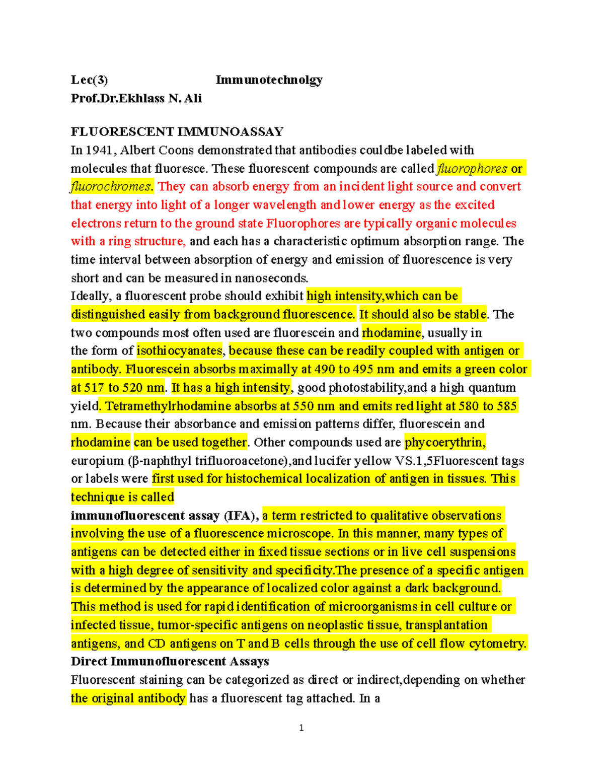 Immunohistochemistry - Lec(3) Immunotechnolgy Prof.Dr N. Ali ...