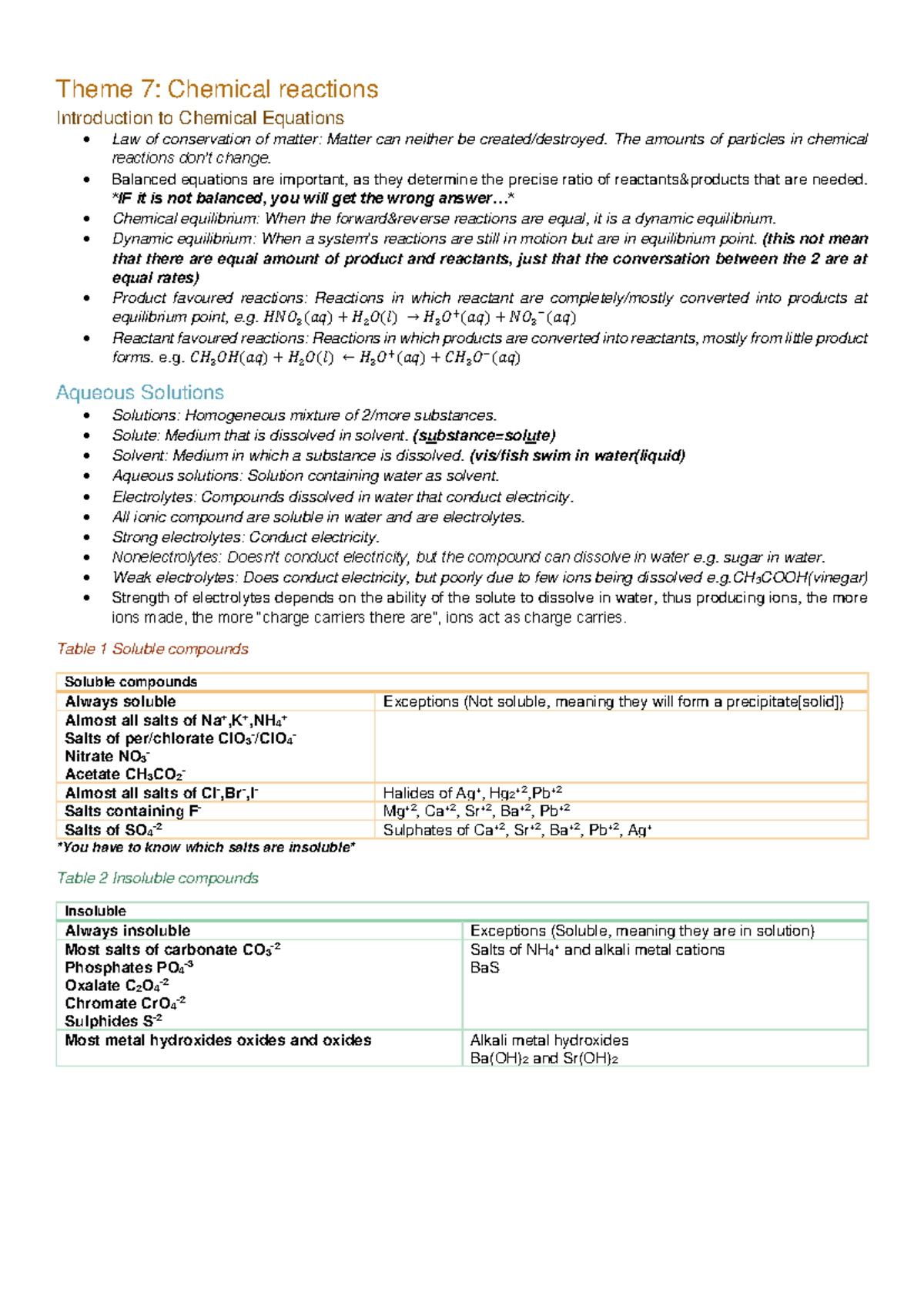Theme 7 Chemical Reactions - Theme 7: Chemical reactions Introduction ...