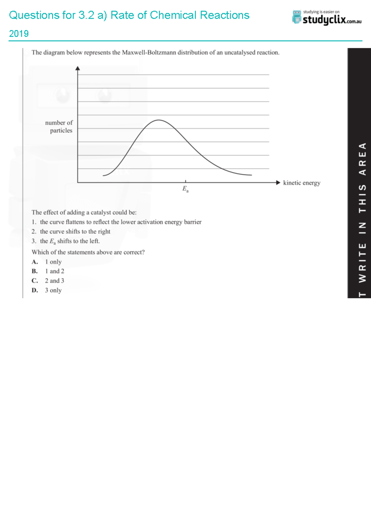 2.1 Rate of Reactions Questions - Chem 234 - QXHVWLRQV IRU 3 a) RaWH RI ...