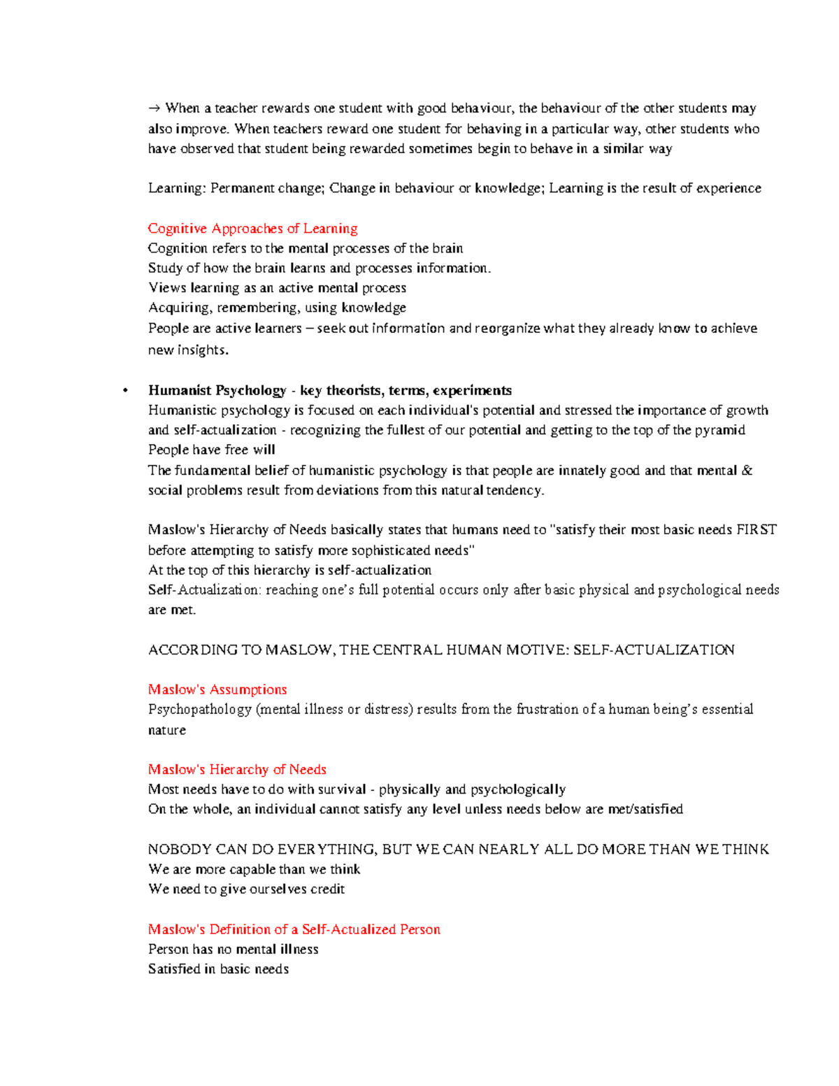 Part 4 of - Psychology Unit Test Review - → When a teacher rewards one ...