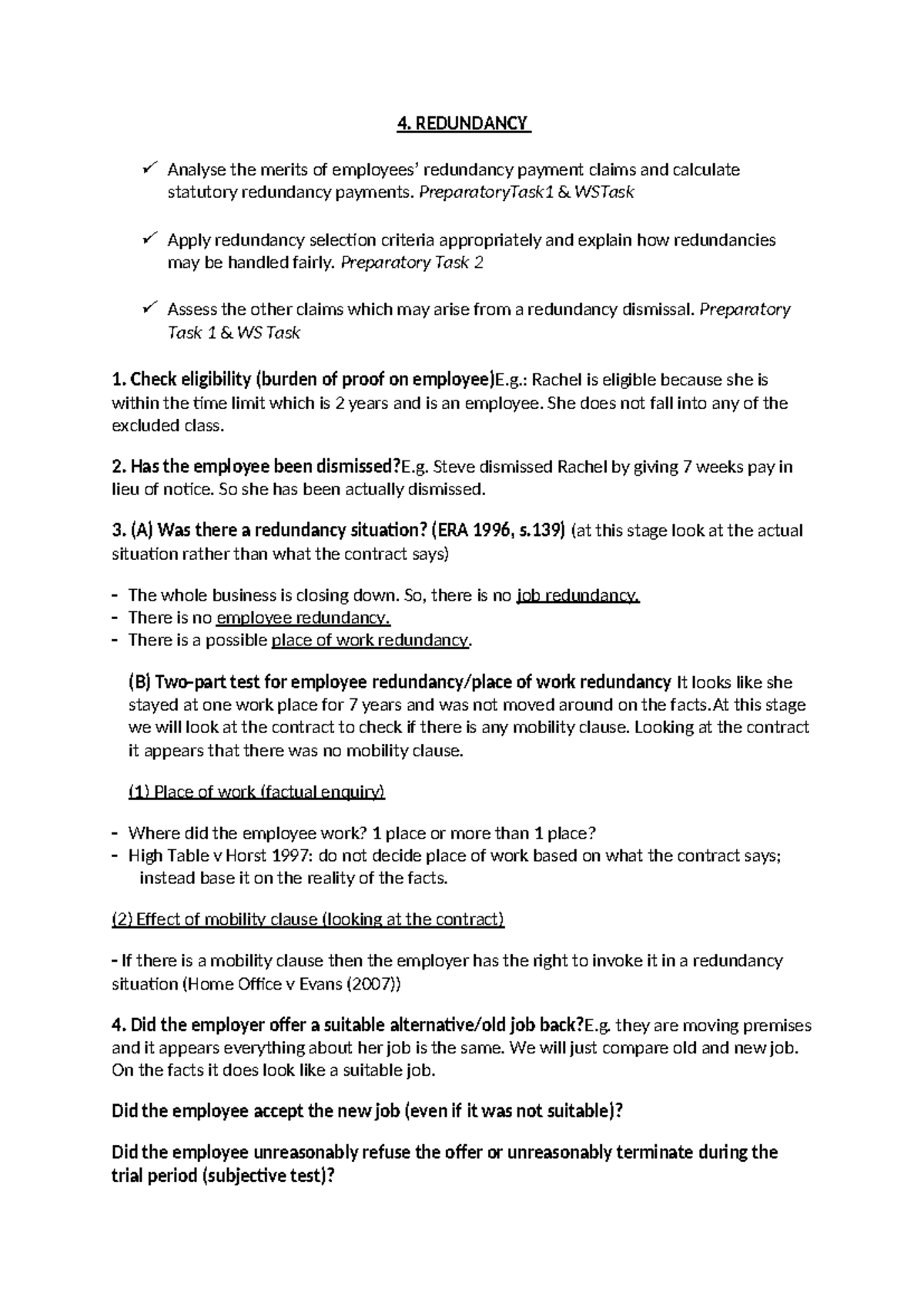 Redundancy - 4. REDUNDANCY Analyse the merits of employees’ redundancy ...