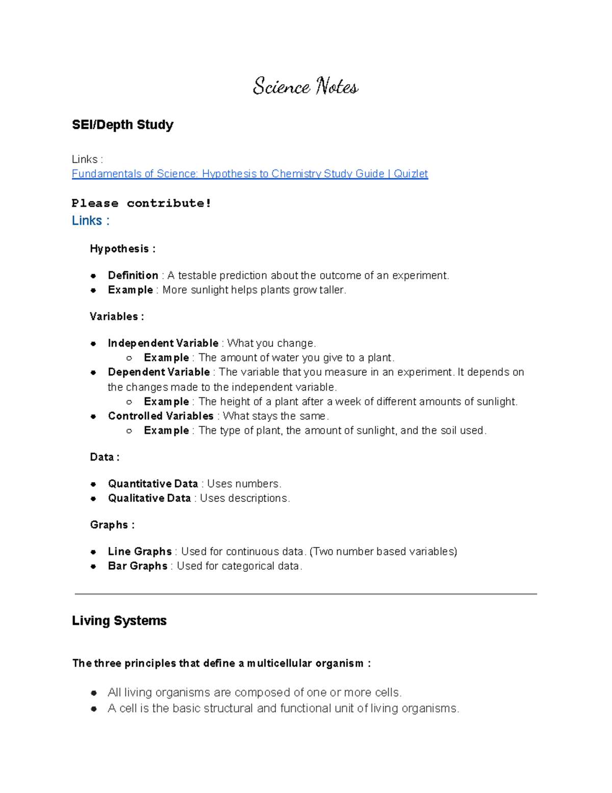 Year 8 Science Notes TM4 - Science Notes SEI/Depth Study Links ...