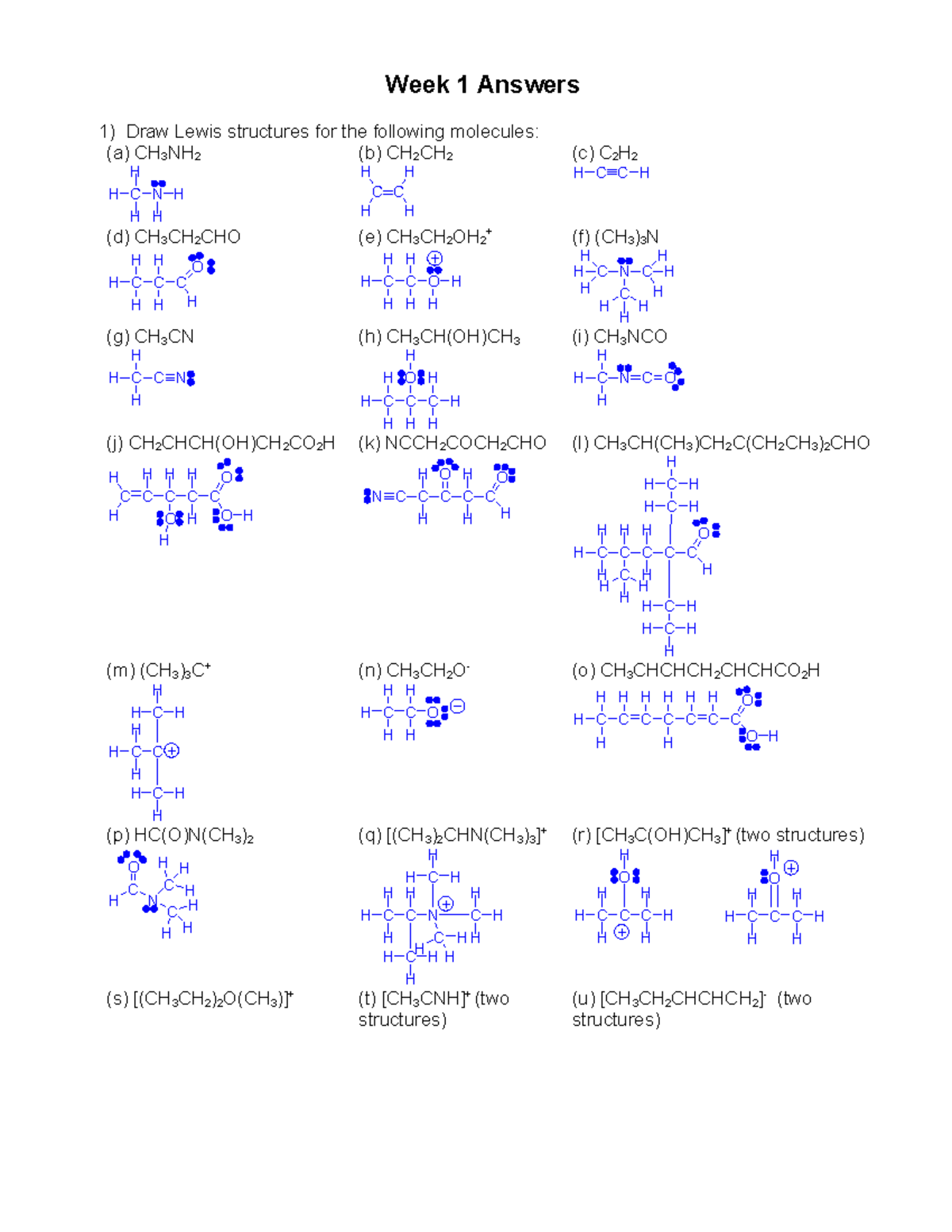 Practice problems organized by week - Answer key - Week 1 Answers 1 ...