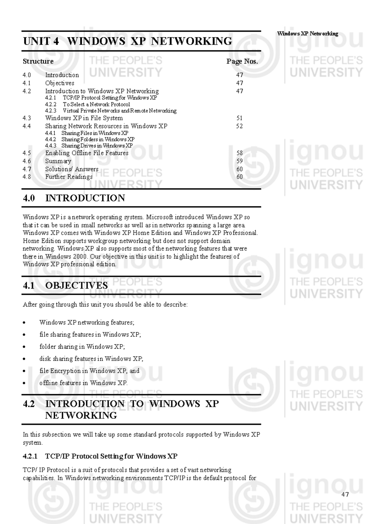 Unit-4 - Windows XP Networking UNIT 4 WINDOWS XP NETWORKING Structure Page Nos. 4 Introduction ...