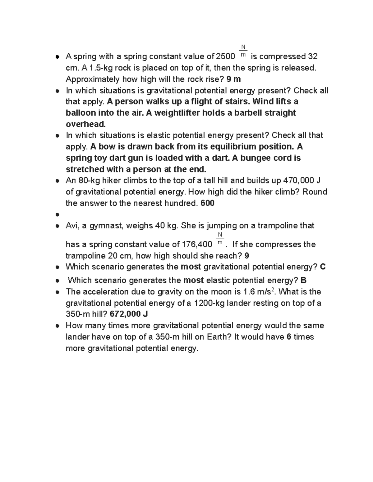 Potential Energy - You can use this for your notes. - A spring with a ...