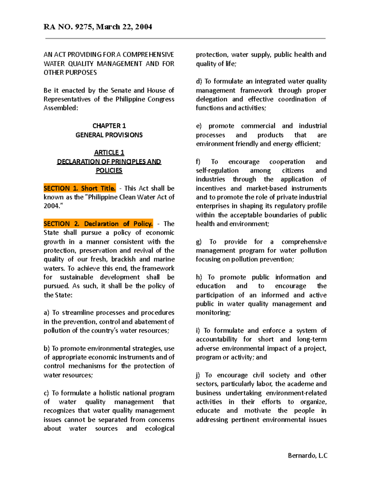 RA%209275 - Mt laws ra 9275 - AN ACT PROVIDING FOR A COMPREHENSIVE ...