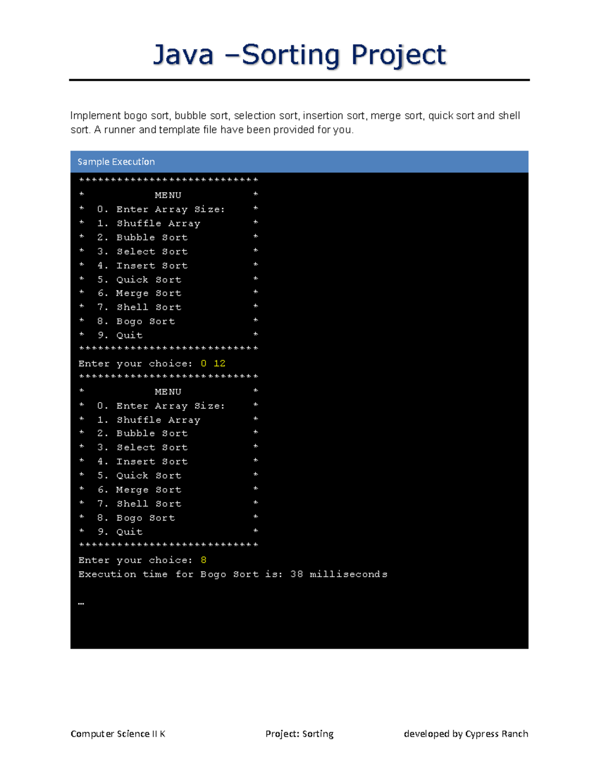 Sorting project - hifghfdgnsffff - Computer Science II K Project: Sorting developed by Cypress ...