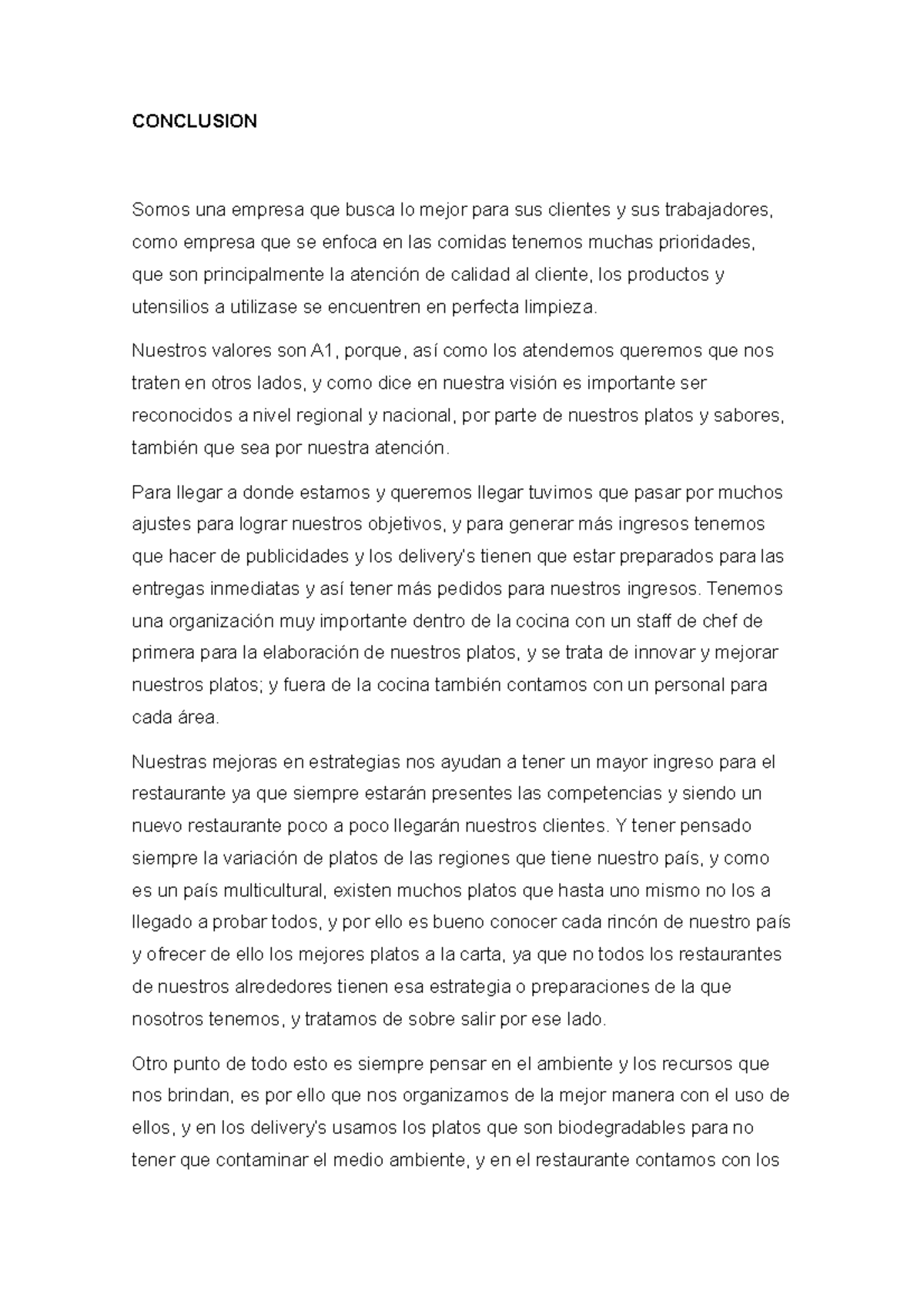 Conclusion - wlsm.dlkñwajfñojwnlheifhwiuef - CONCLUSION Somos una ...