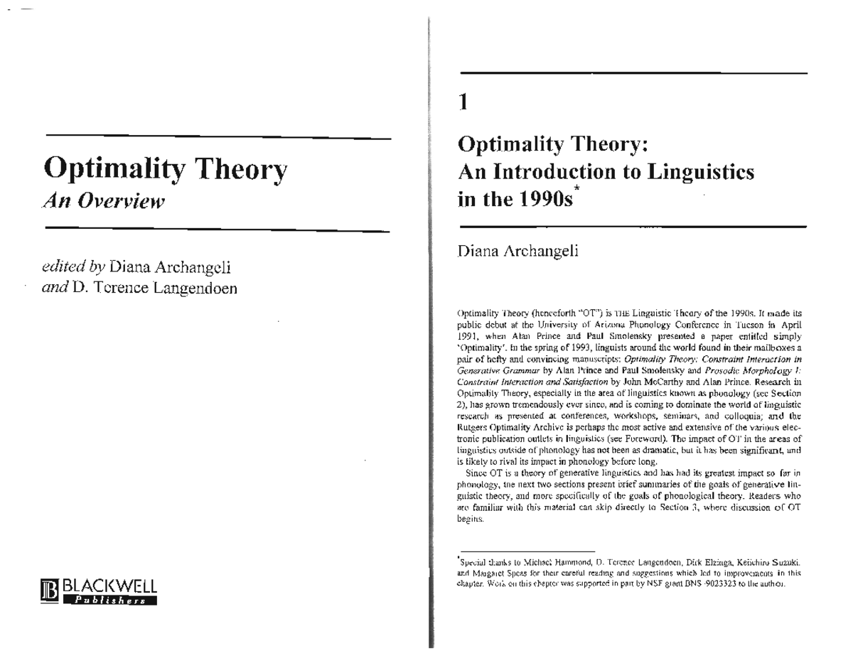 Archangeli 1997 OTAn Introductionto Linguisticsinthe 90s - Optimality Theory An Overview edited ...