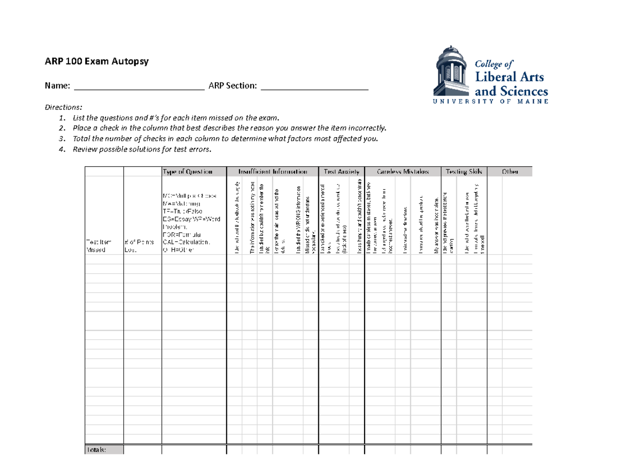 Copy of ARP 100 Exam Autopsy - ARP 100 Exam Autopsy Name ...