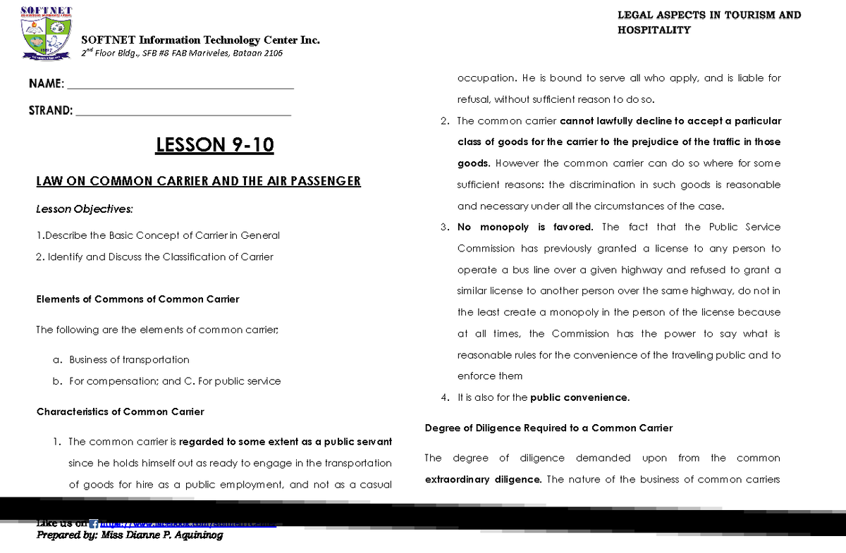 Legal Aspects lessons - 2 nd Floor Bldg., SFB #8 FAB Mariveles, Bataan ...
