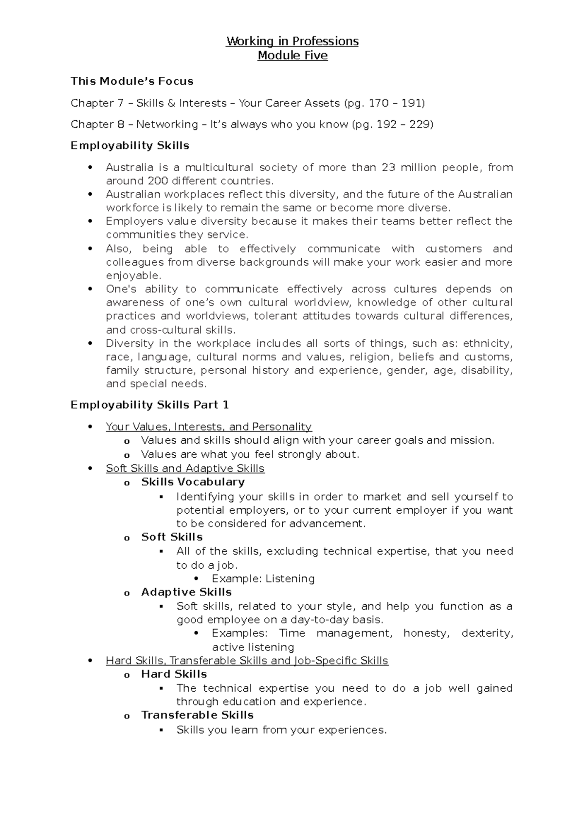 Module Five - WIP - Lecture notes 5 - Module Five This Module’s Focus ...