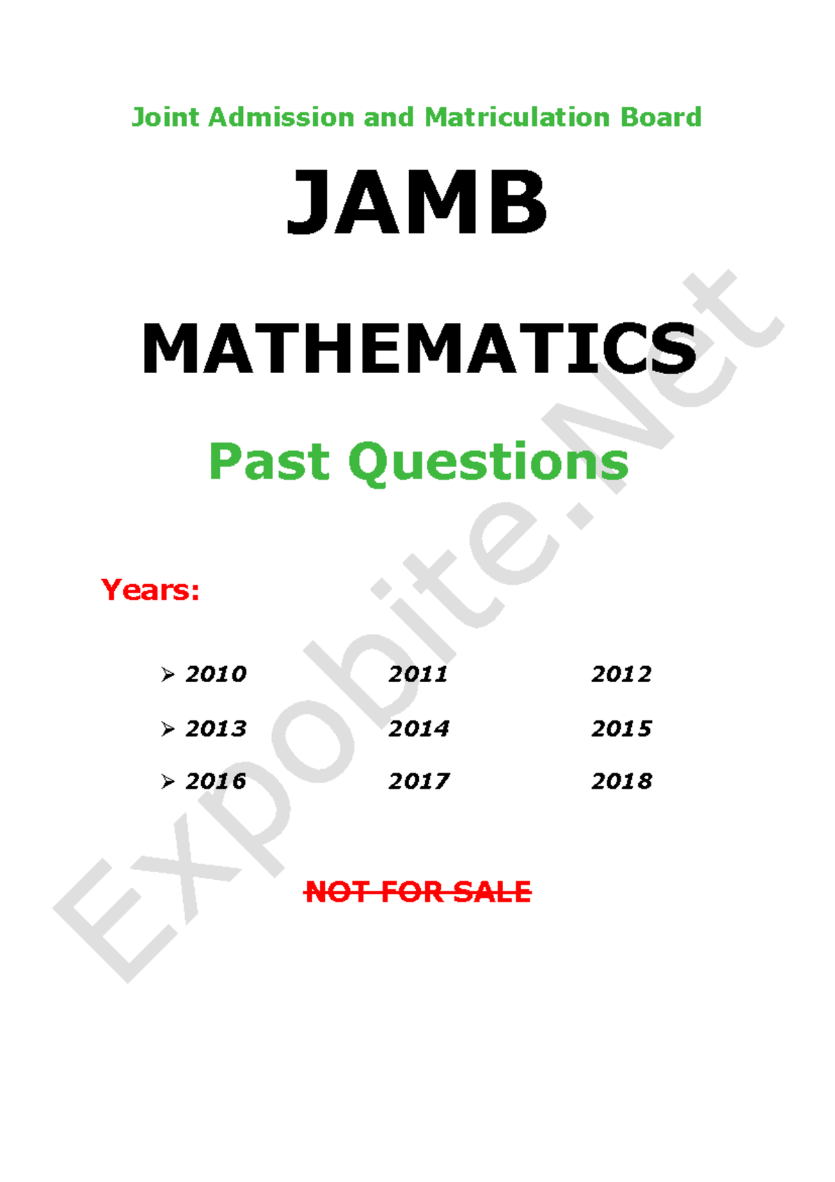 Mathematics - Practice material for jamb maths - Joint Admission and ...