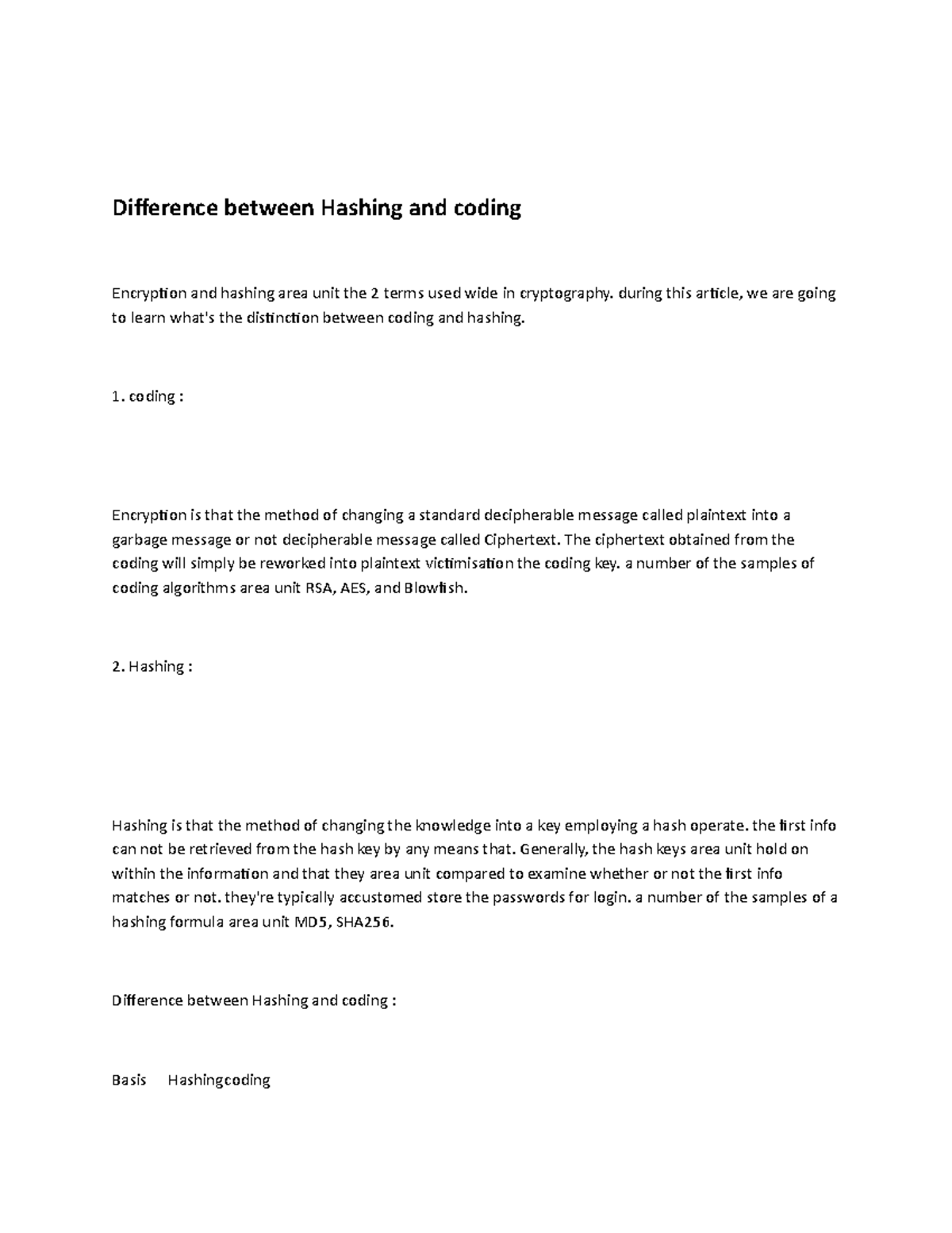 Difference Between Hashing And Coding Difference Between Hashing And