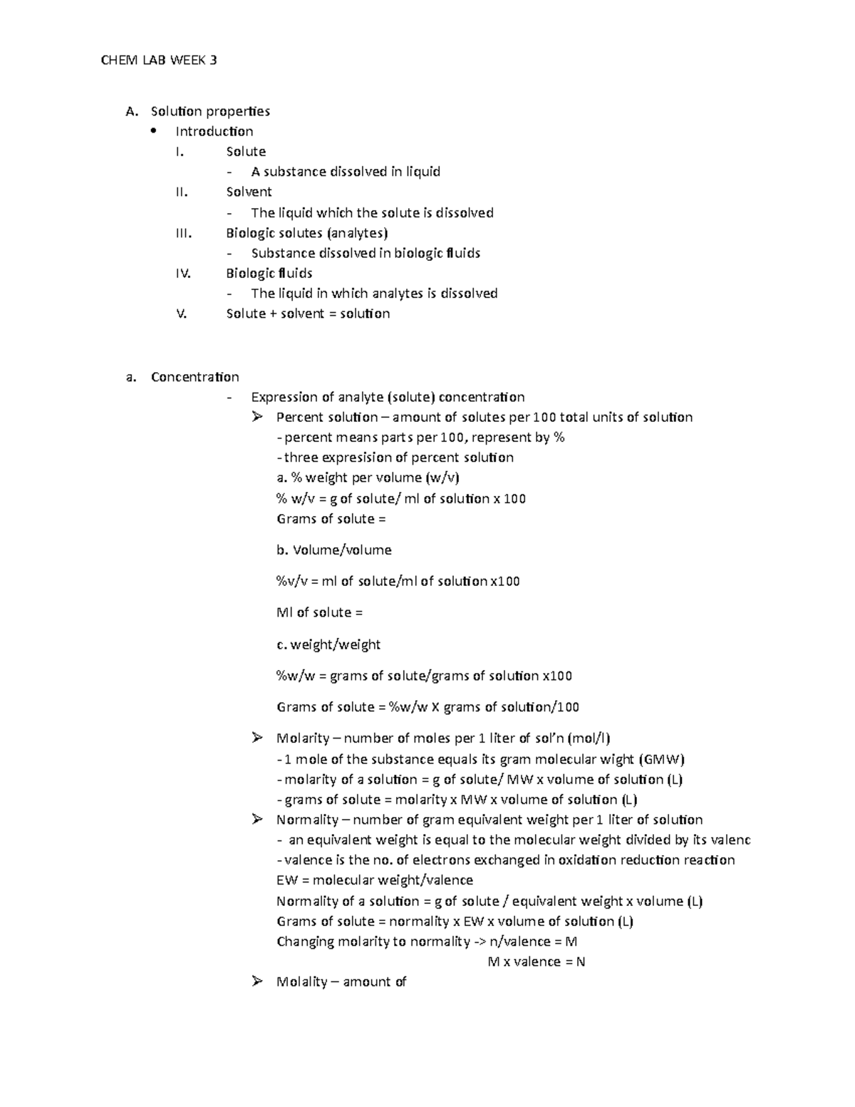 Week 3 discussion in clinical chemistry about laboratory math - CHEM ...