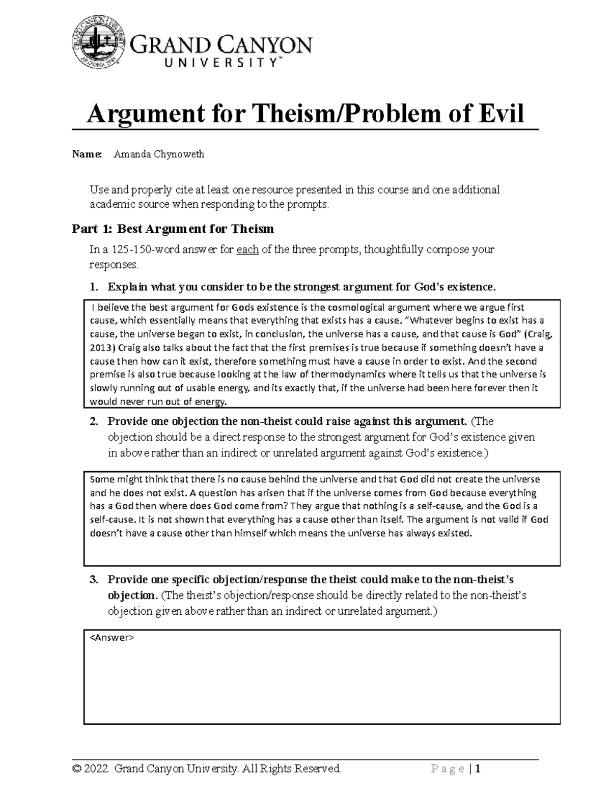 Argument for Theism - Philosophy - Argument for Theism/Problem of Evil ...