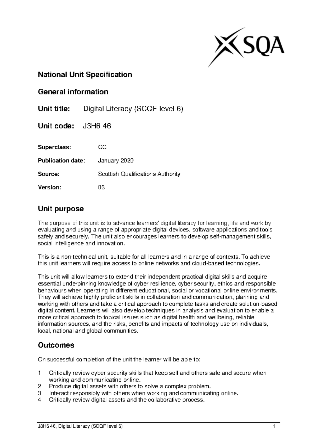 J3H646 - National Unit Specification General information Unit title ...