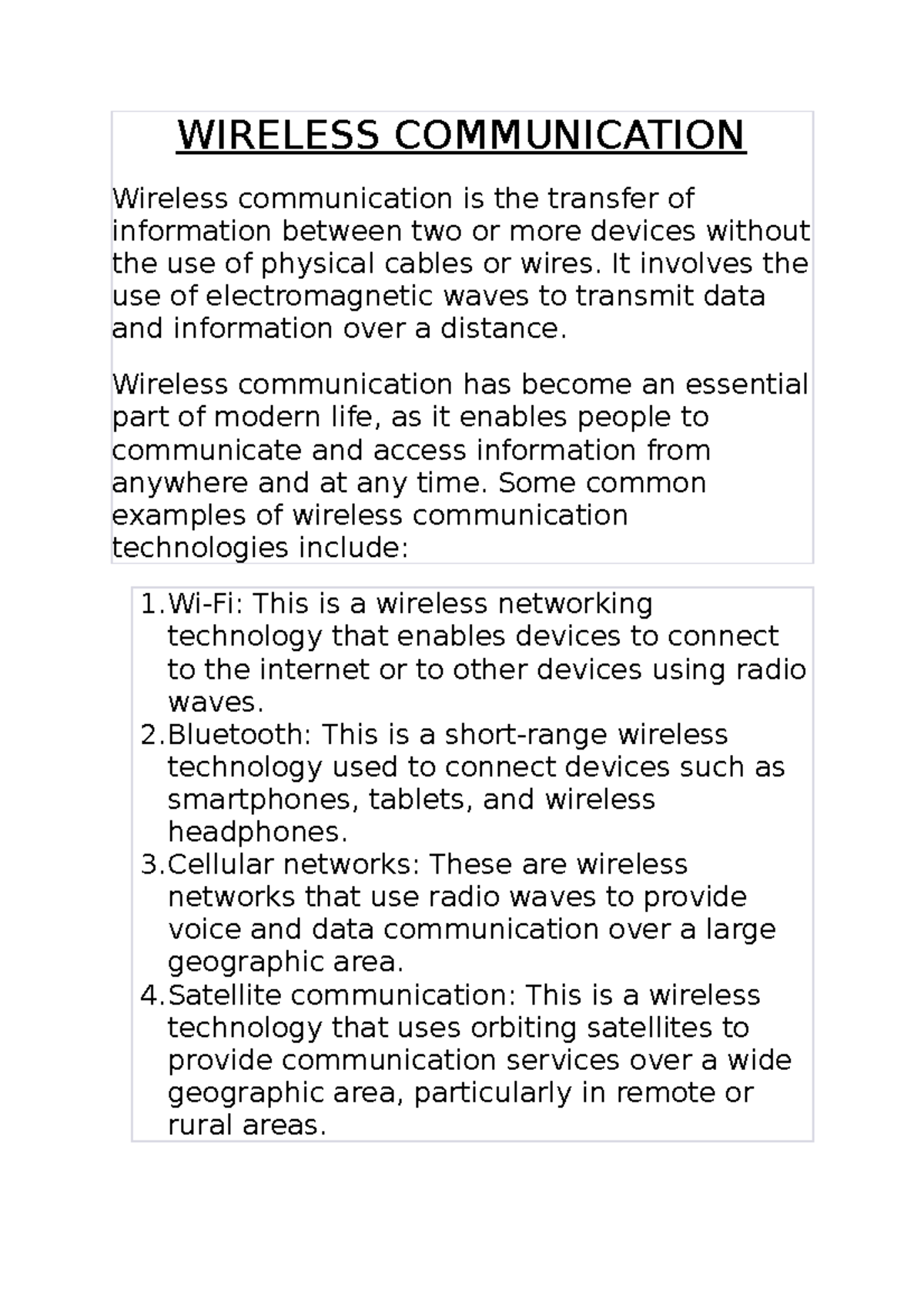 Wireless Communication - WIRELESS COMMUNICATION Wireless communication ...