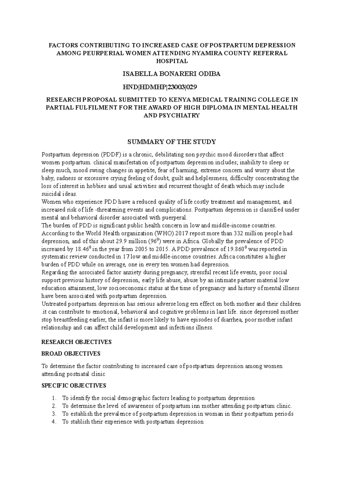 Factors Contributing TO Increased CASE OF Postpartum Depression Among ...