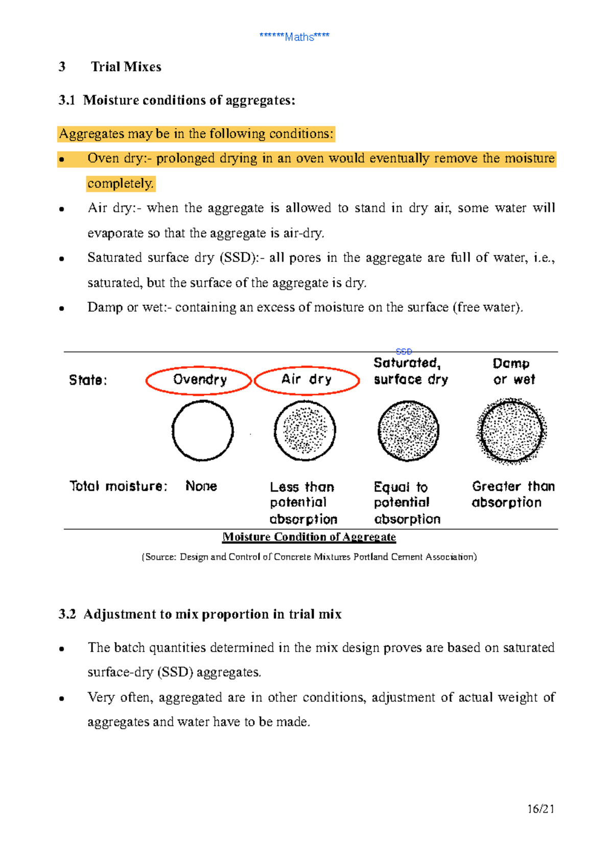 2a-Concrete Mix Design (Supple) - 3 Trial Mixes 3 Moisture conditions ...